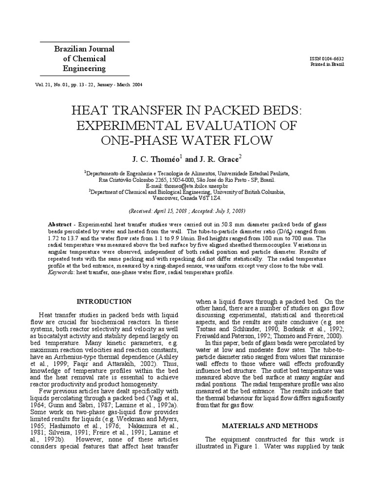 Heat Transfer in Packed Beds | PDF