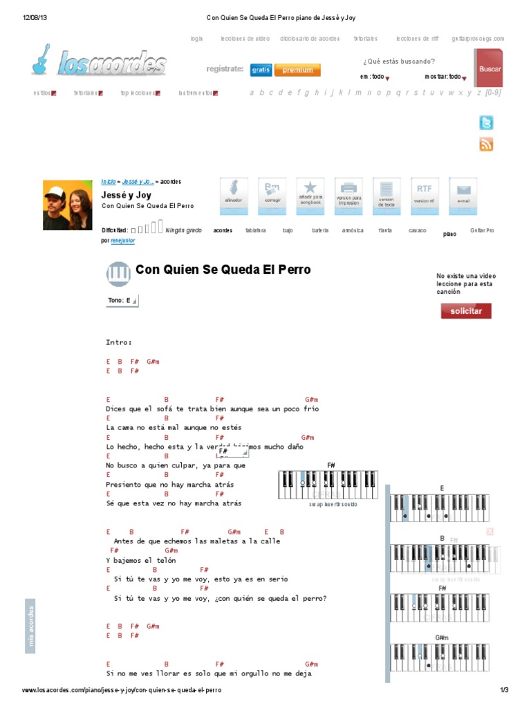 Con Quien Se Queda El Perro Piano de Jessé y Joy | PDF | Musica Popular ...