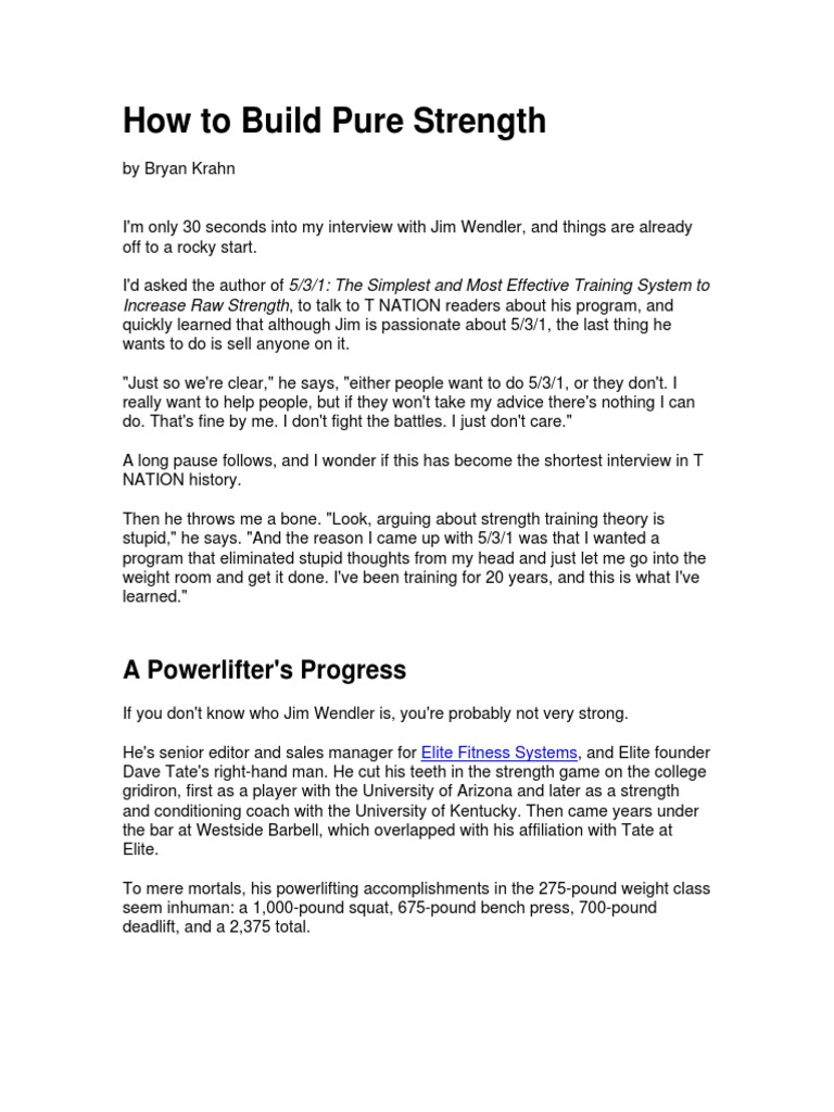 5 - 3 - 1how To Build Pure Strength | PDF | Athletic Sports ...
