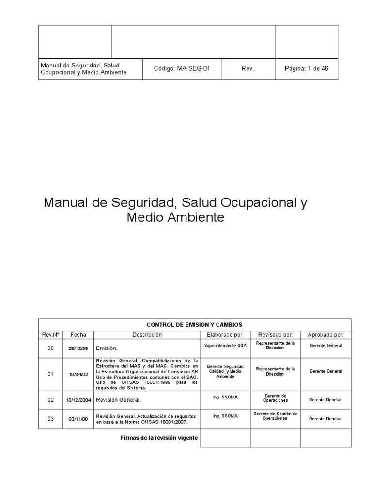 Ma-Seg-01 Manual de Ssoma | PDF | Planificación | La seguridad