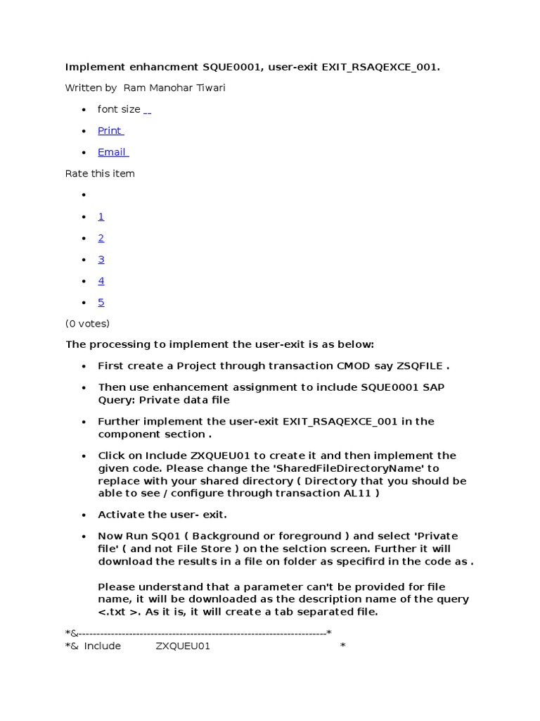Implement Enhancement SQUE0001-2 | PDF | Directory (Computing ...