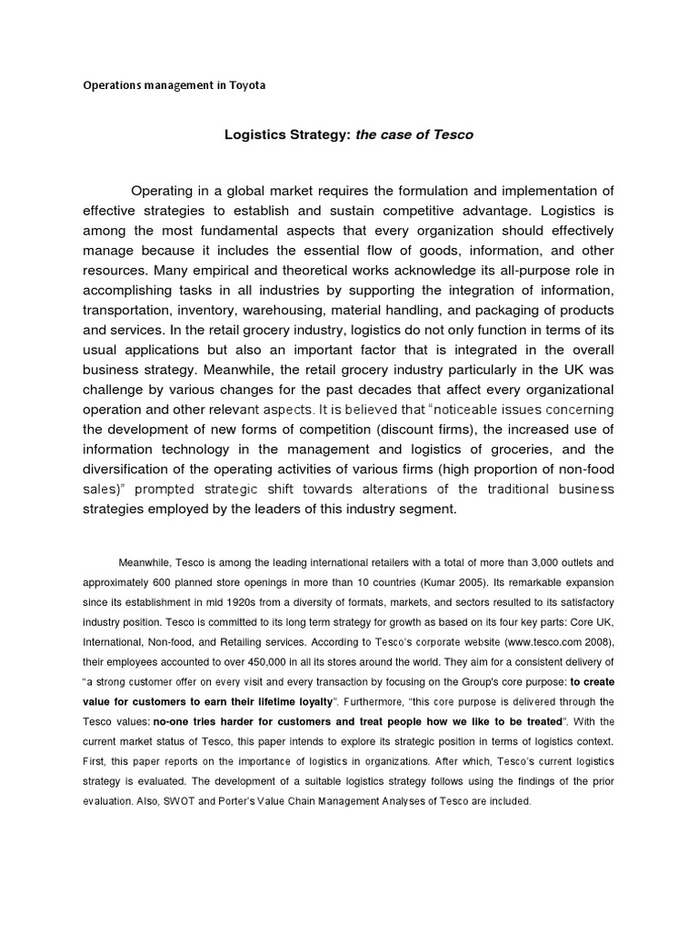 Operations Management in Tesco | PDF | Tesco | Strategic Management