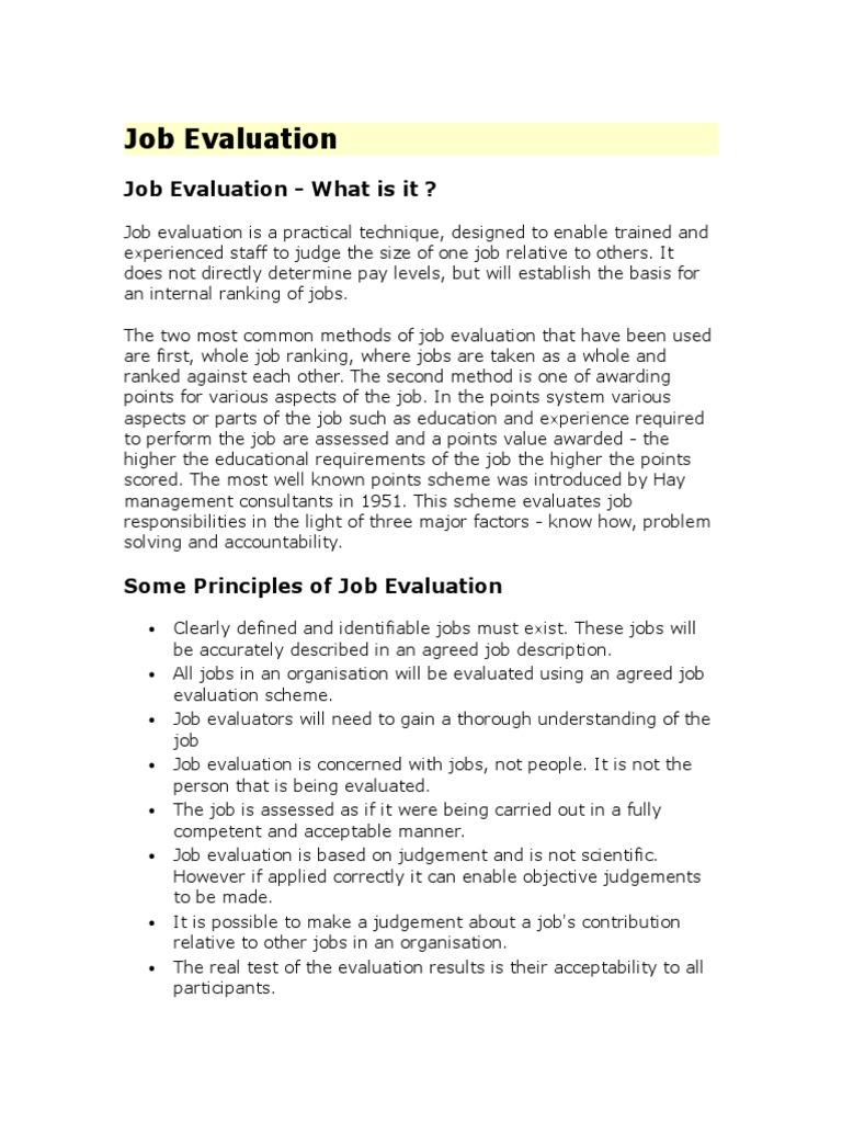 Job Evaluation Guideline | PDF | Evaluation | Employment