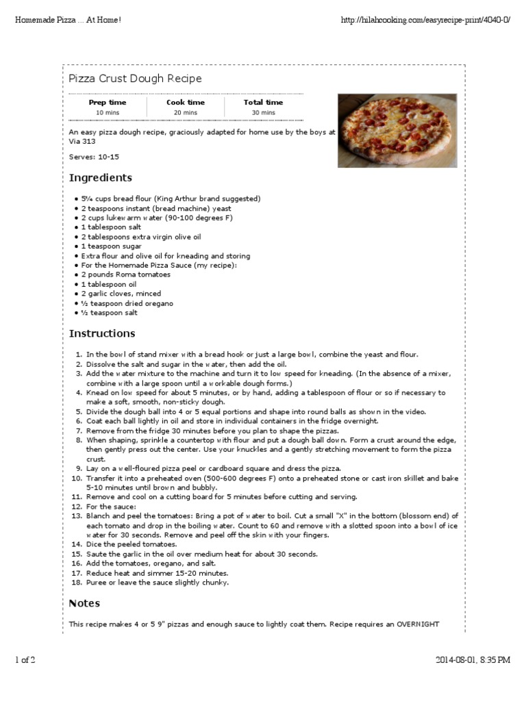 Easy Homemade Pizza Dough Recipe | PDF