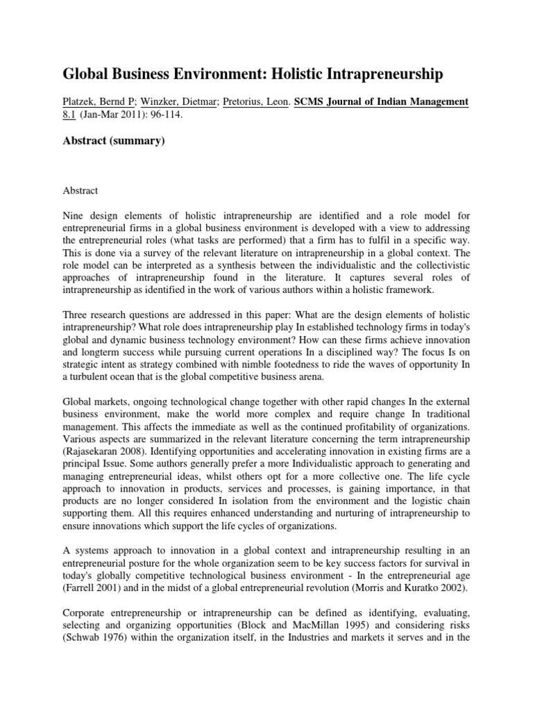 Global Business Environment | PDF | Entrepreneurship | Strategic Management