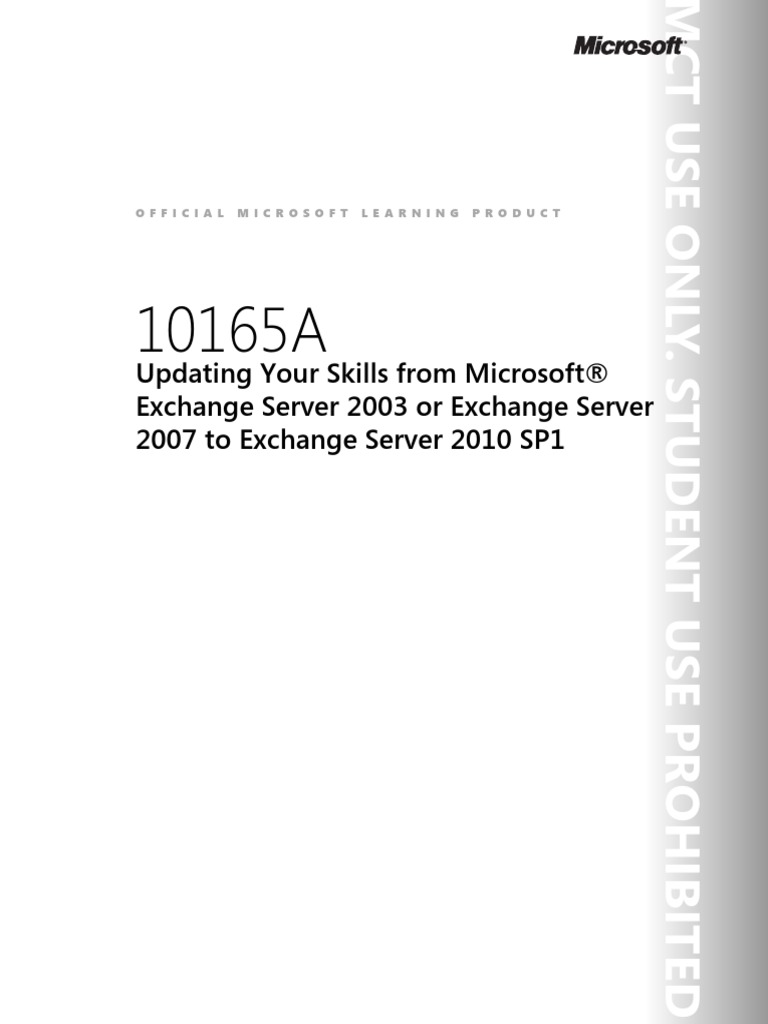 10165A ENU TrainerHandbook | PDF | Microsoft Exchange Server | Active Directory