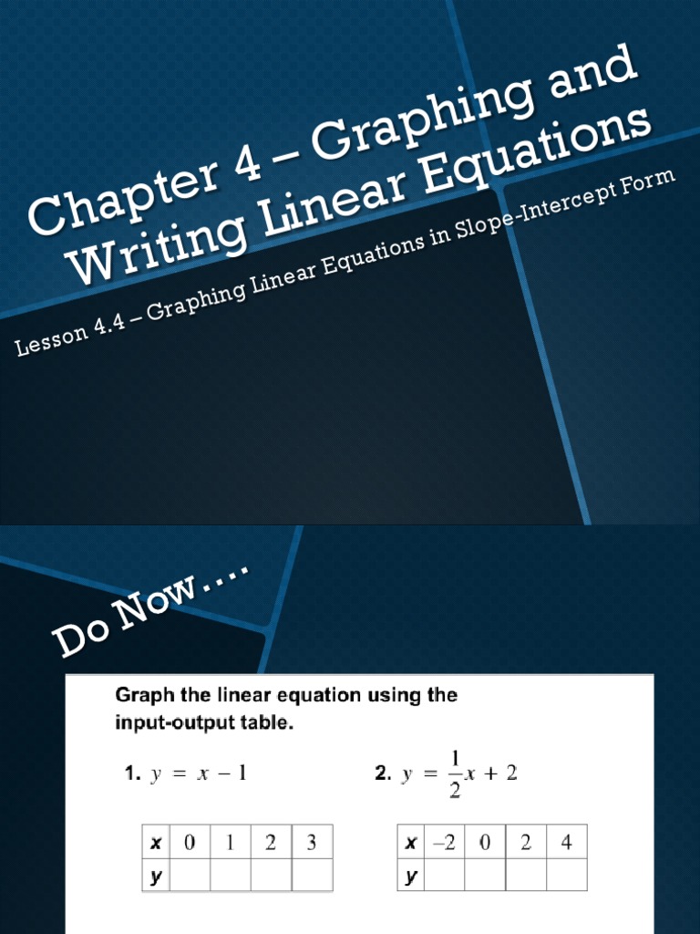 Graphing Linear Equations Guide | PDF | Career & Growth | Teaching ...
