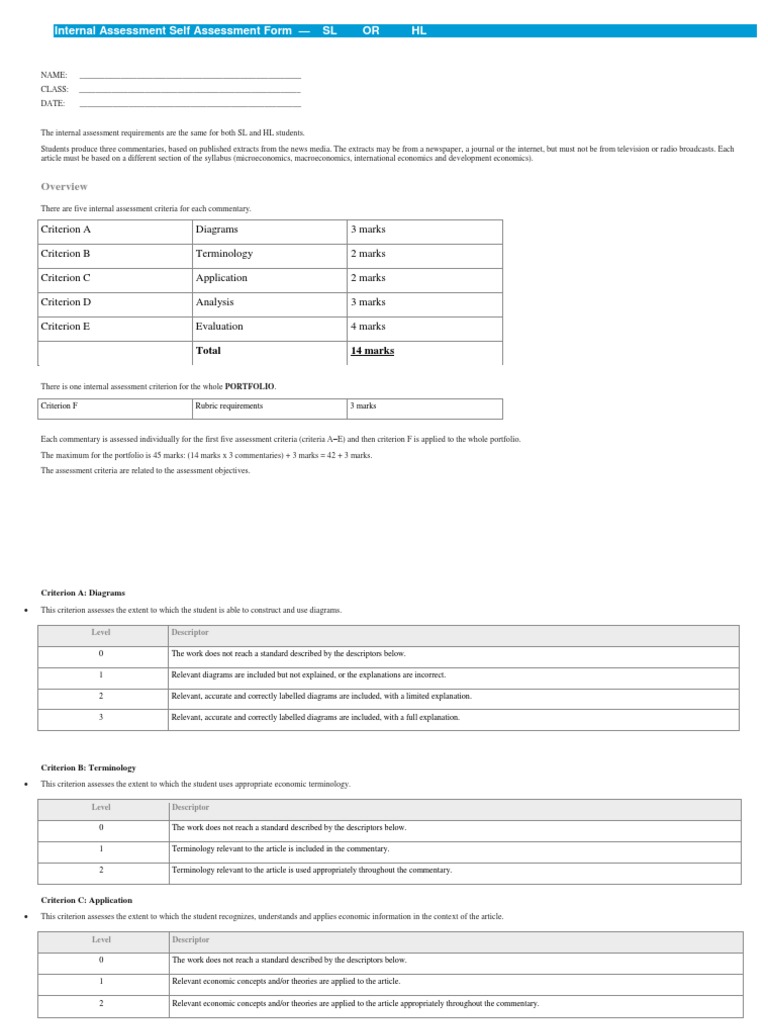 IA Self-Assessment Sheet FINAL | PDF | Educational Assessment | Reason