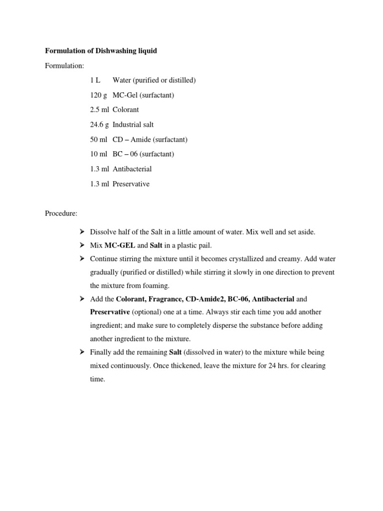 Formulating an Effective Dishwashing Liquid: A Breakdown of Key ...