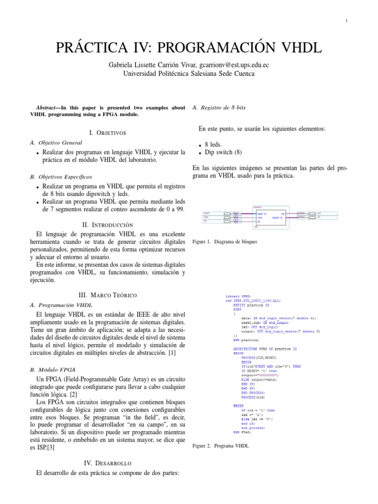 VHDL Contador | PDF | Vhdl | Arreglos de compuertas lógicas programables en sitio