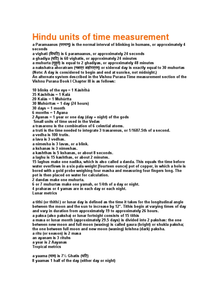 Hindu Units of Time Measurement | PDF | Indian Religions | Hindu ...