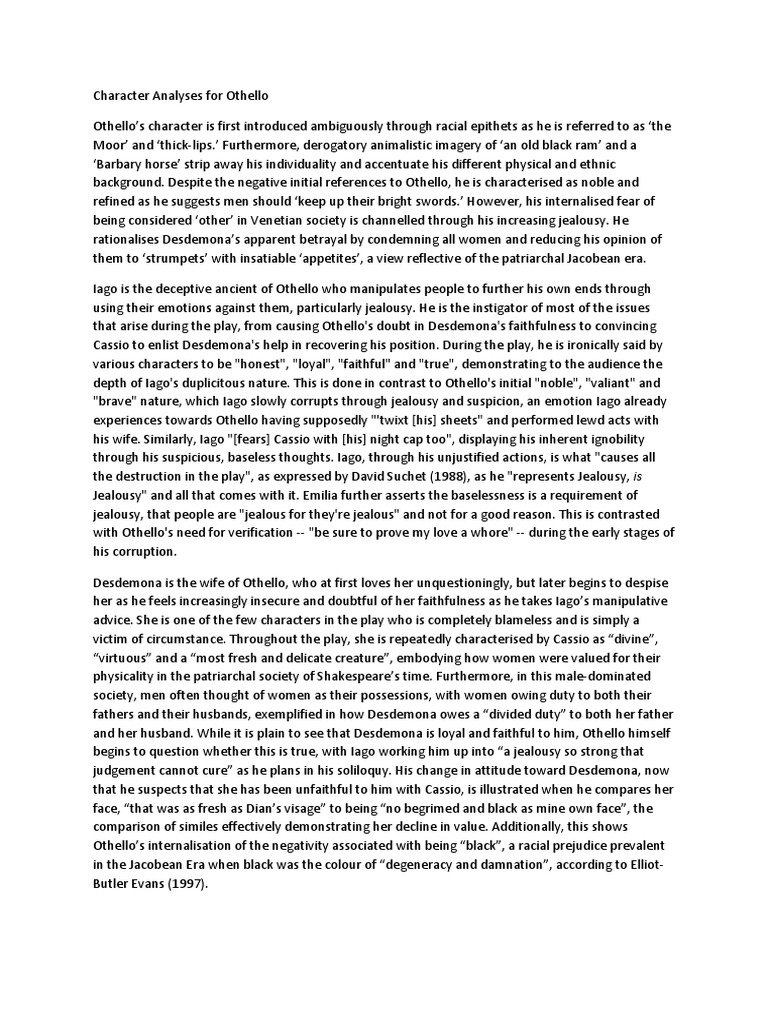 Character Analyses For Othello | PDF | Iago | Othello