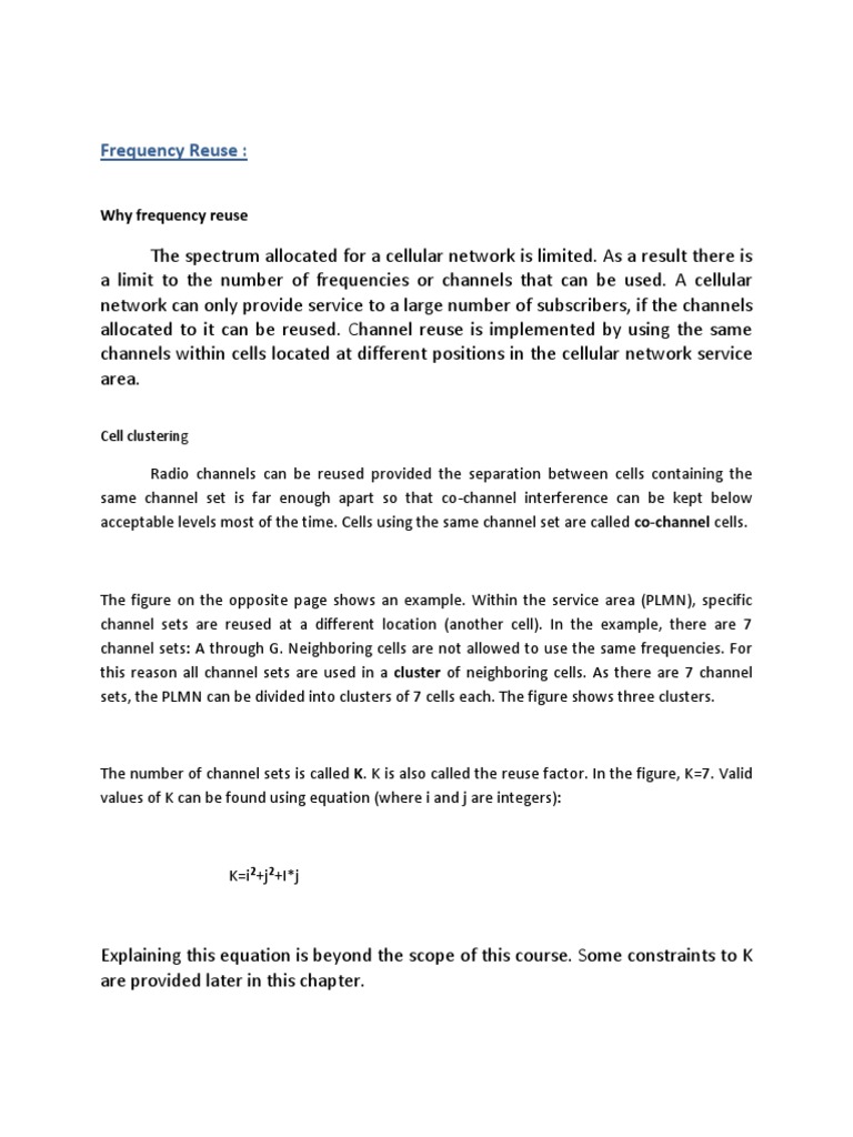 Frequency Reuse | PDF | Cellular Network | Telecommunications Engineering