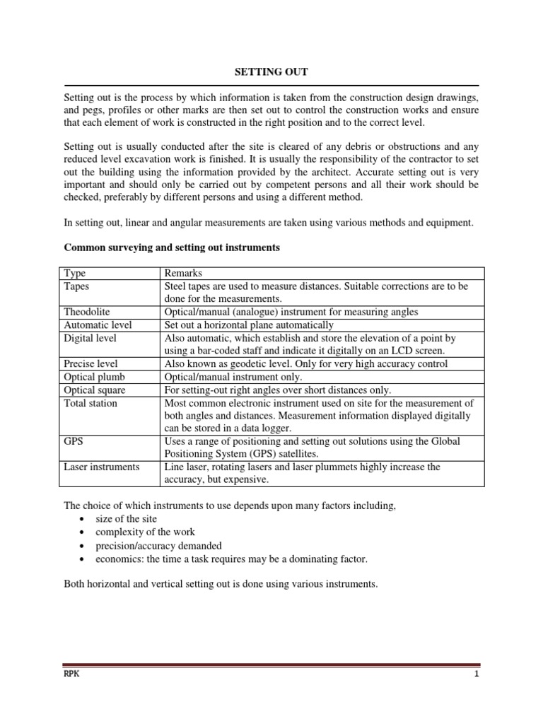Setting Out | PDF | Surveying | Geomatics
