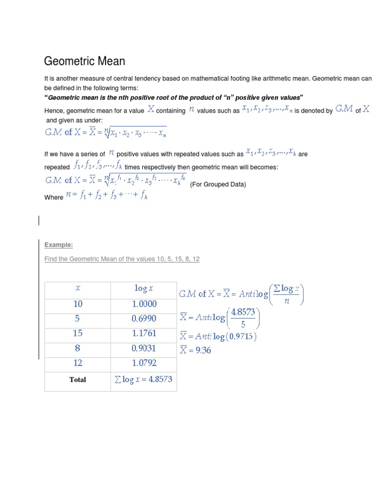 Geometric Mean | PDF | Finance & Money Management | Teaching Methods ...