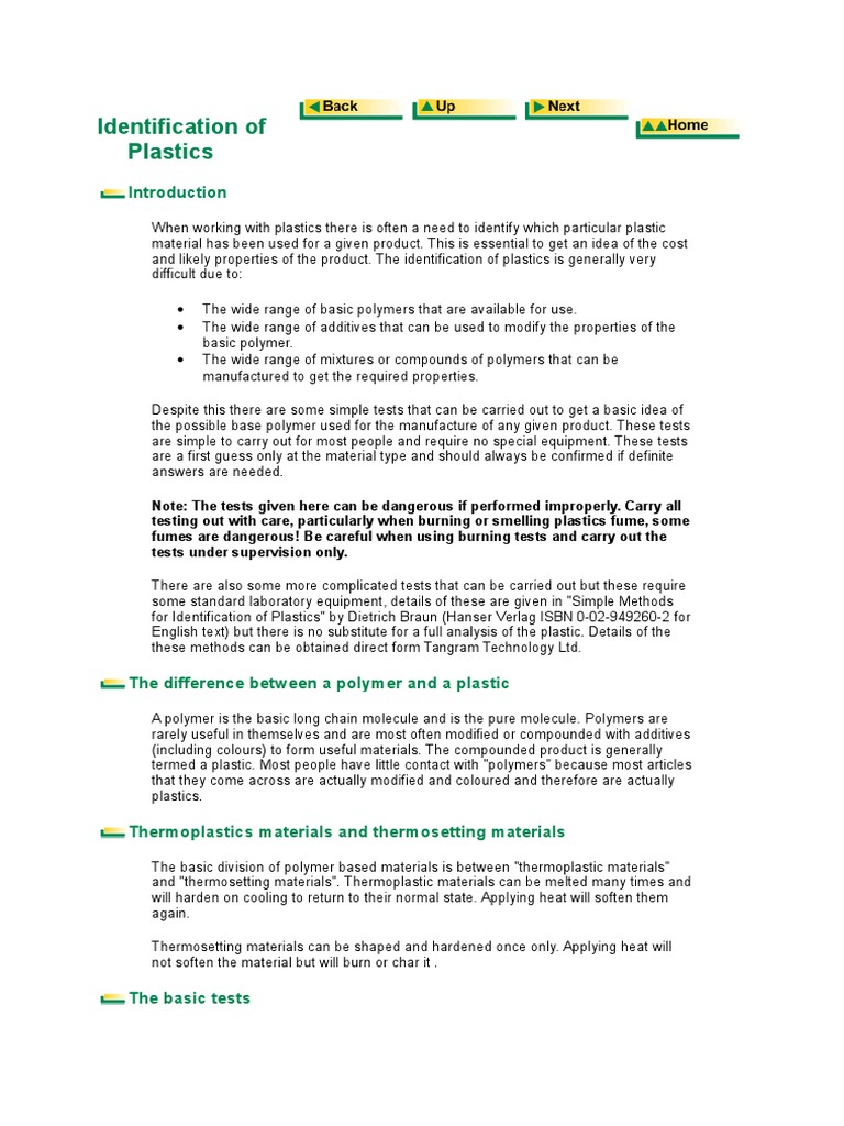 Identification of Plastics | PDF | Science & Mathematics