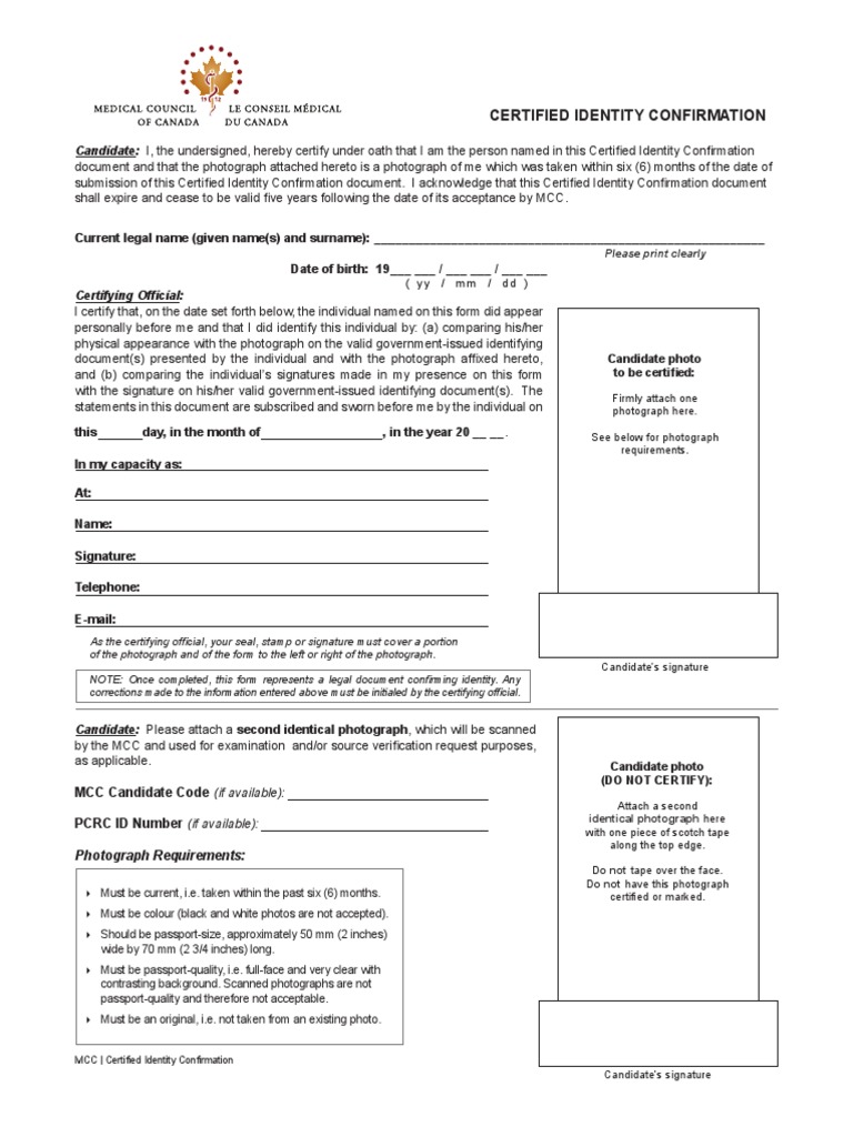 Certified Identity Confirmation Form | Signature | Government And ...