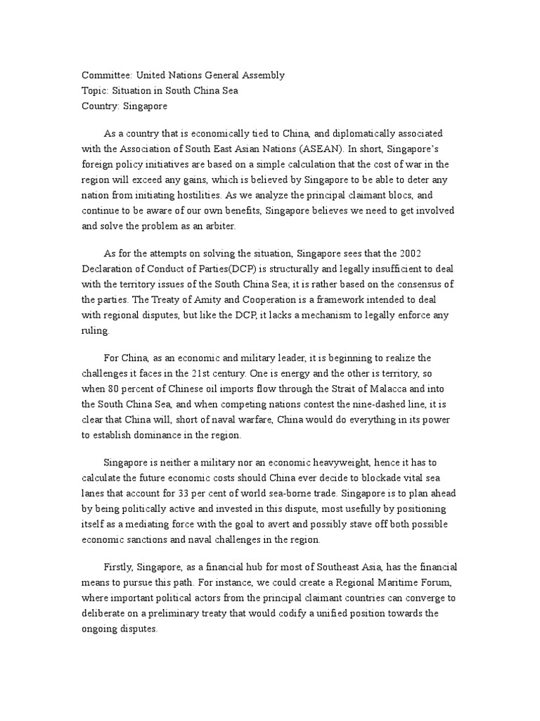 Position Paper Singapore | PDF | Association Of Southeast Asian Nations ...