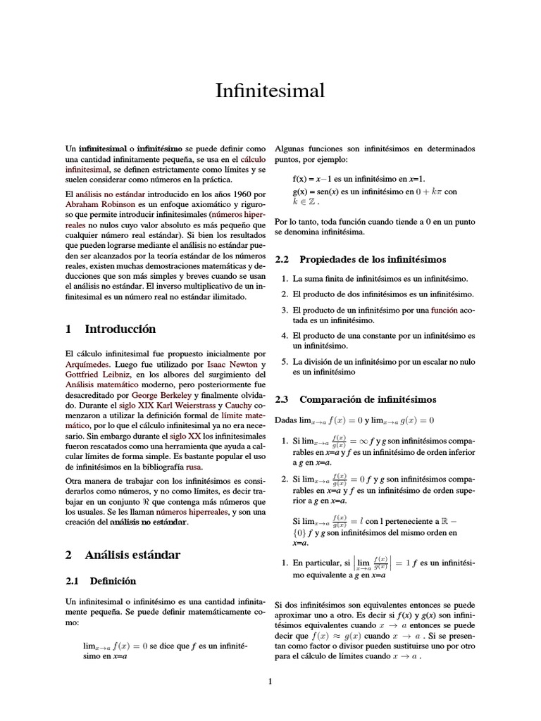 Análisis de los infinitesimales y su aplicación en cálculo diferencial ...