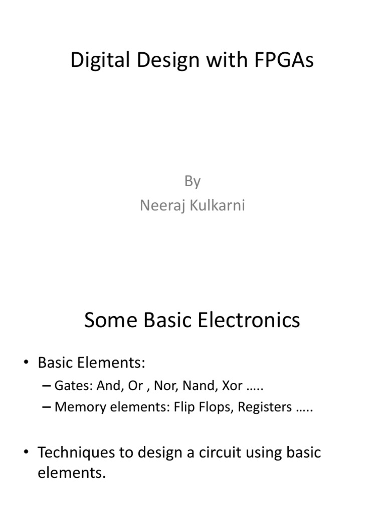 Digital Design With Fpgas: by Neeraj Kulkarni | PDF | Field ...