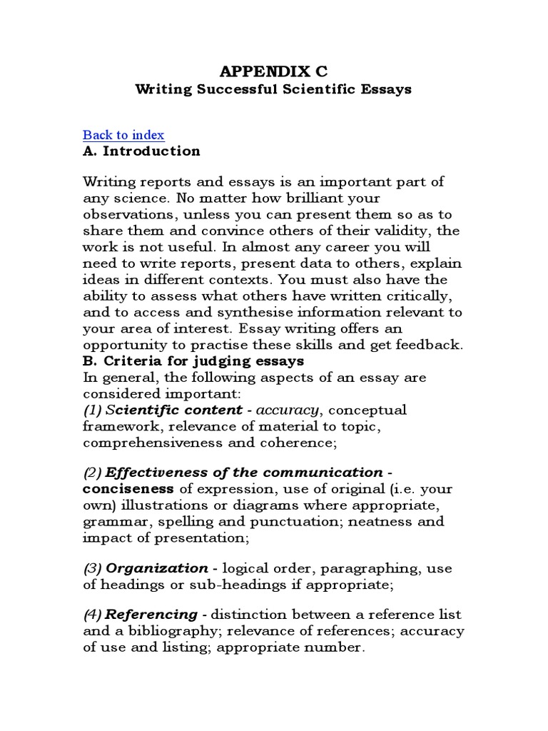 Appendix C: Writing Successful Scientific Essays | PDF | Paragraph | Essays