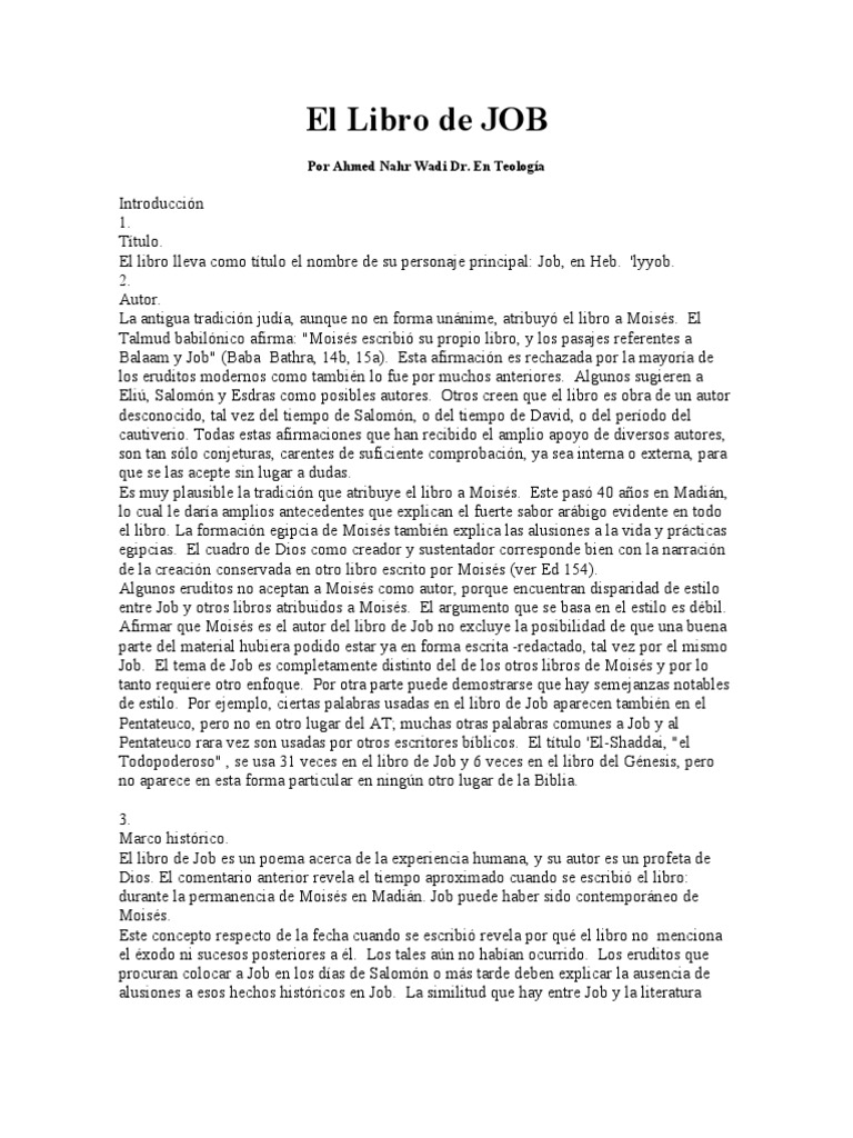 Autor y fecha del Libro de Job | PDF | Filosofía | Religión y ...