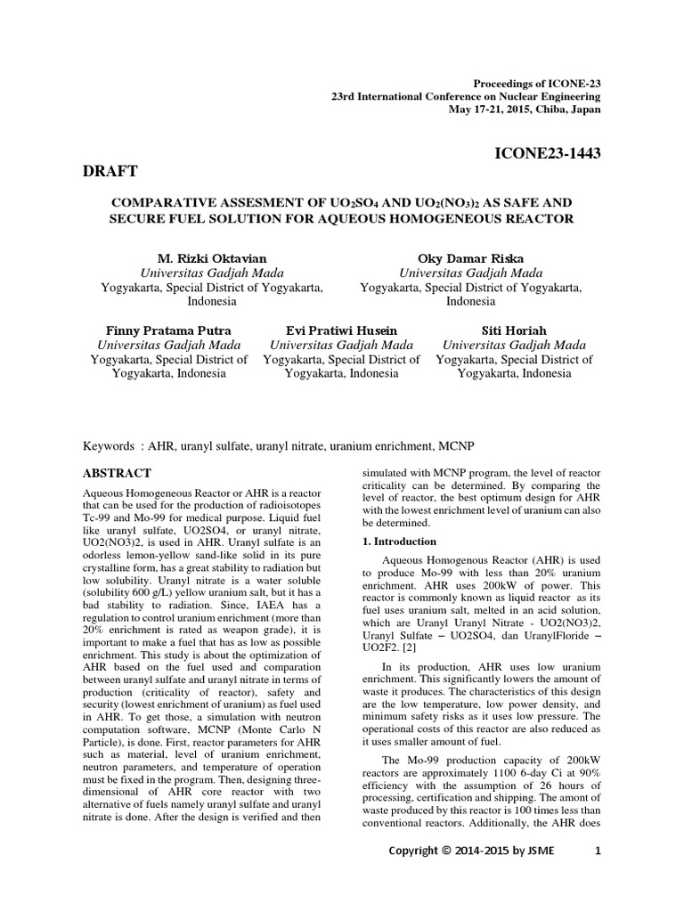Paper Comparative Assesment of UO2SO4 and UO2 - 2 | PDF | Uranium ...