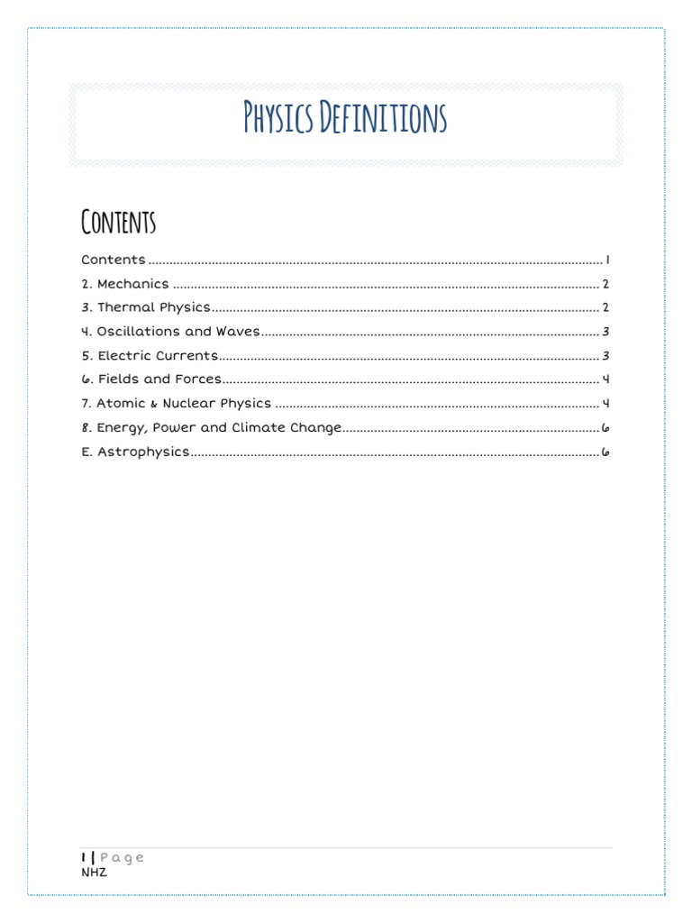 IB Notes: SL Physics Definitions + Astrophysics | PDF | Atomic Nucleus ...