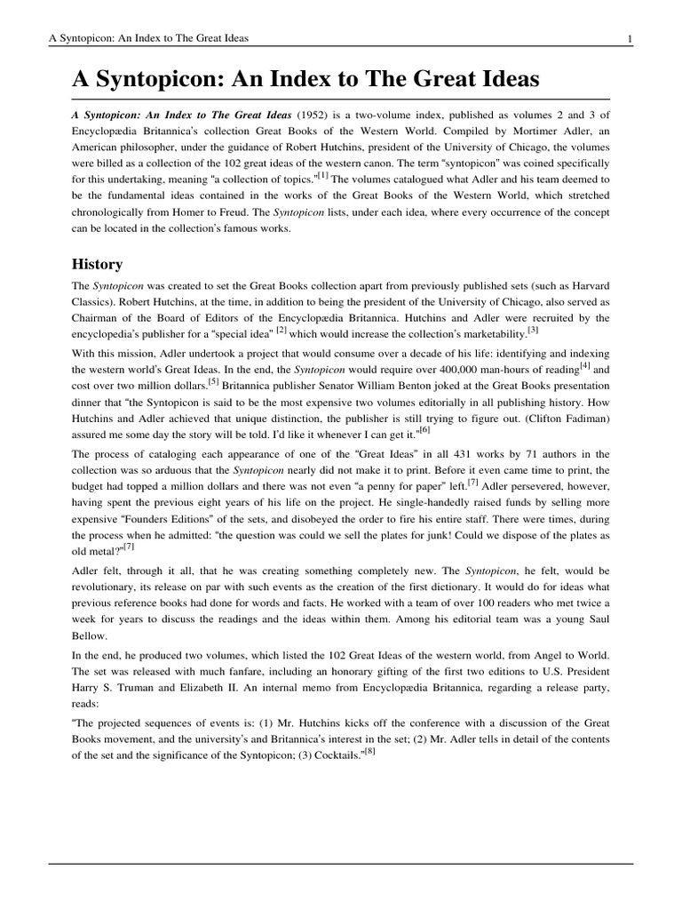 Syntopicon - An Index To The Great Ideas | PDF