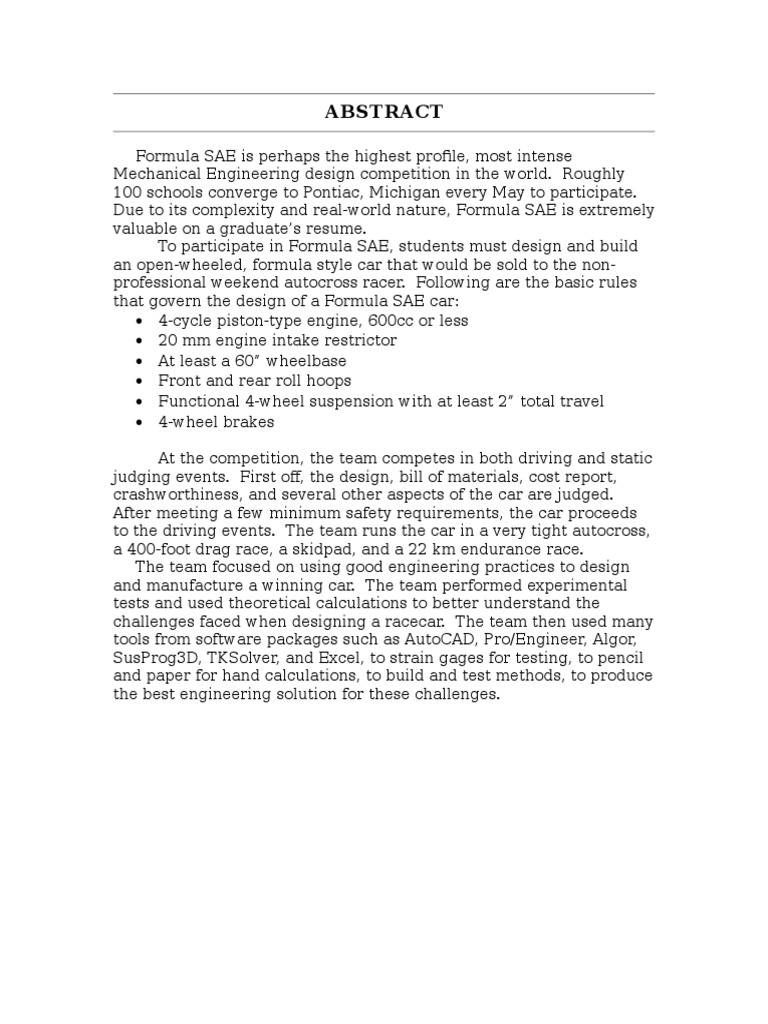 FSAE Design Report 2ndversion | PDF | Suspension (Vehicle) | Wheeled ...