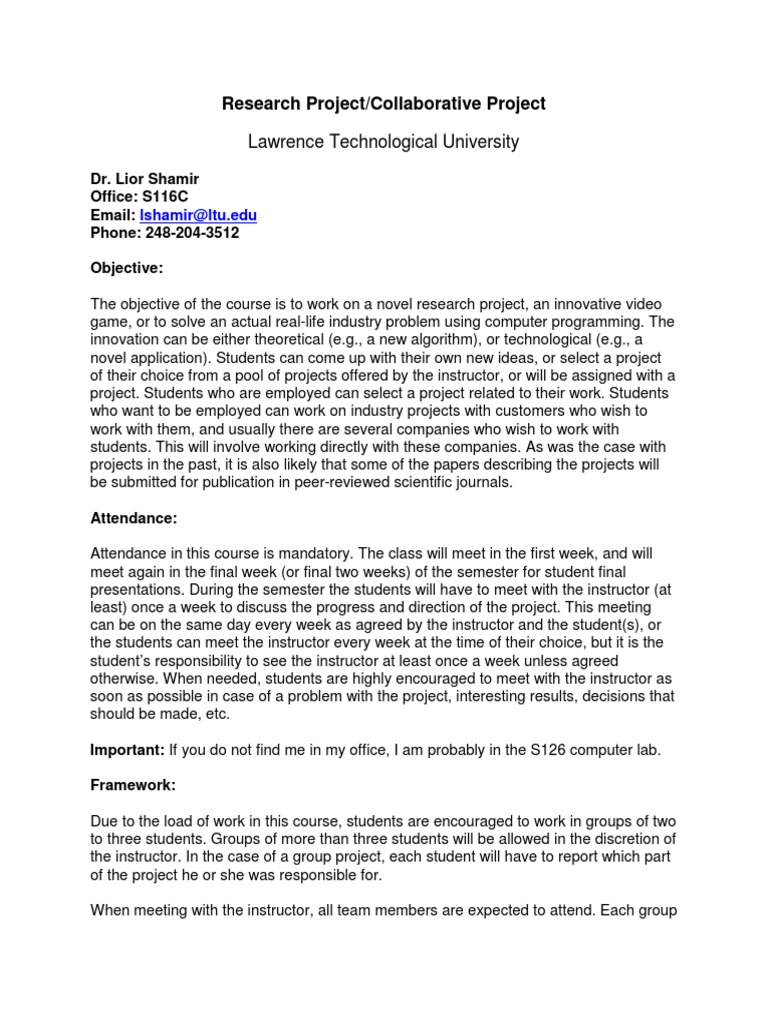 Collaborative Research Project Syllabus | PDF | Course Evaluation ...