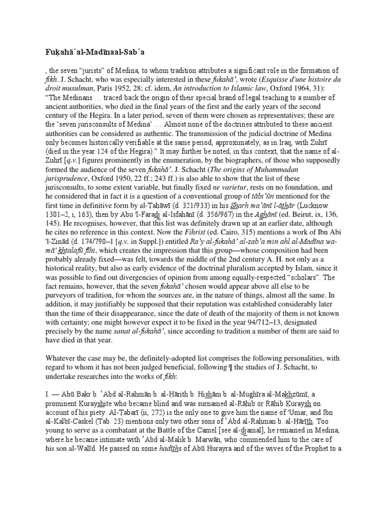 7 Fuqaha of Madina | PDF | Muhammad | Arabs