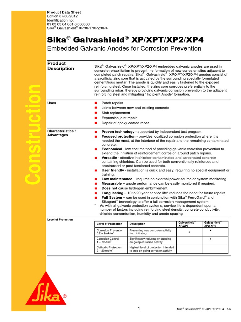 Sika Galvashield XP XPT XP2 XP4 | PDF | Corrosion | Concrete