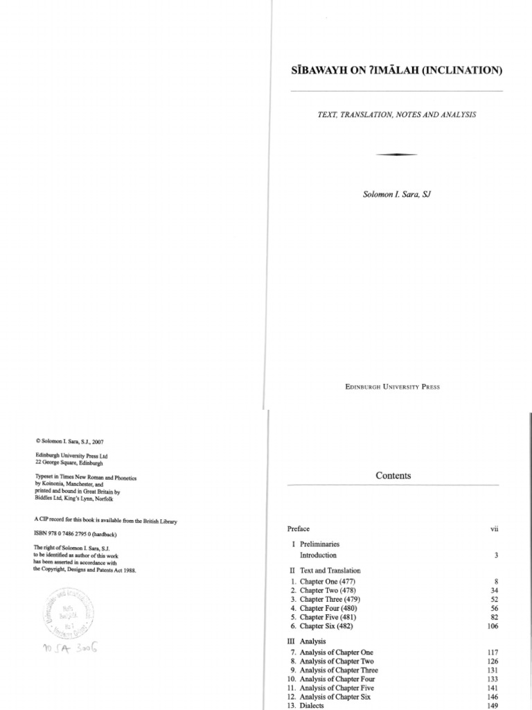 Sibawayh On Imalah Ocr PDF | Download Free PDF | Arabic | Linguistics