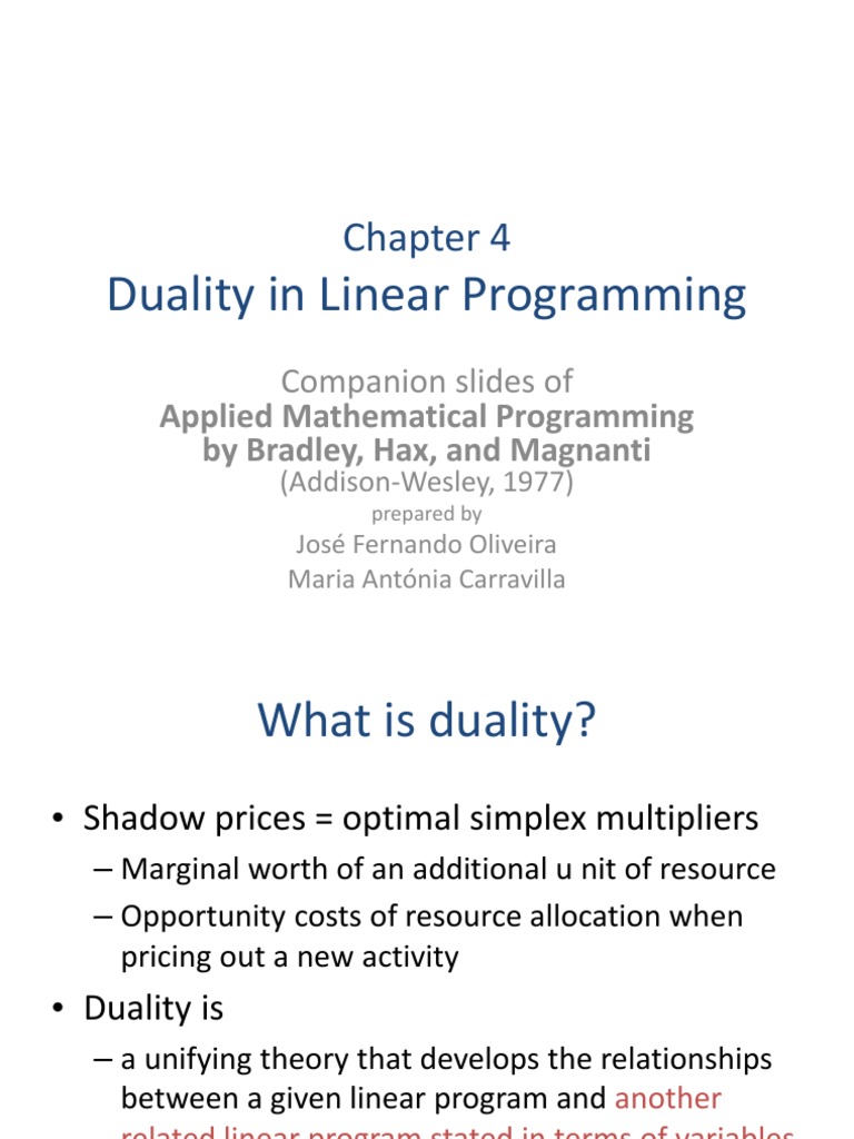 04.2 Chapter4 - Duality PDF | PDF | Linear Programming | Mathematical Optimization