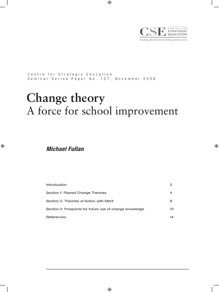 Change Theory A Force For School Improvement | PDF | Motivation ...