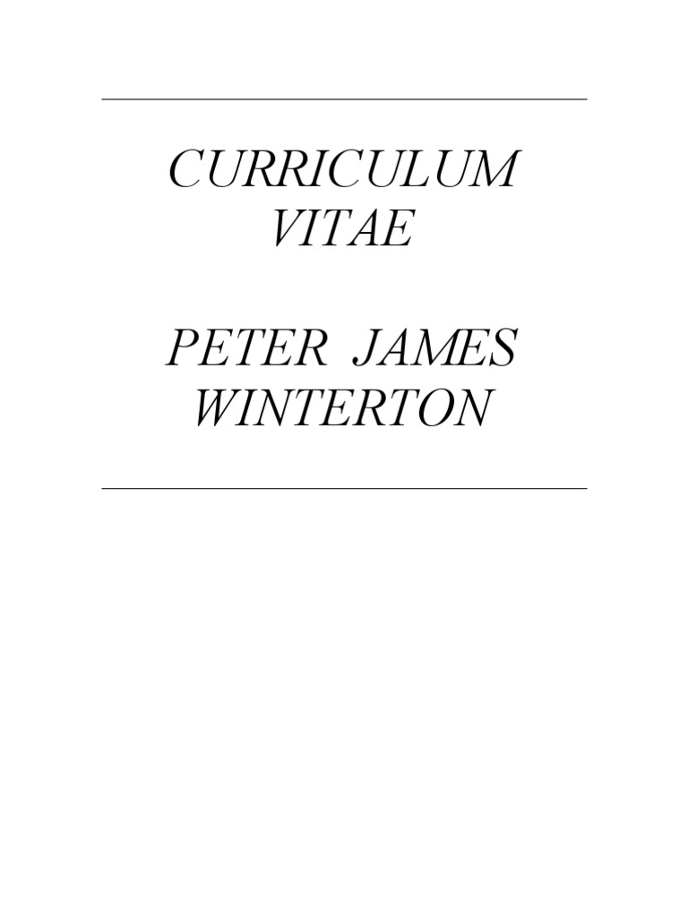 Peter Winterton's CV | PDF | Resort | Hotel