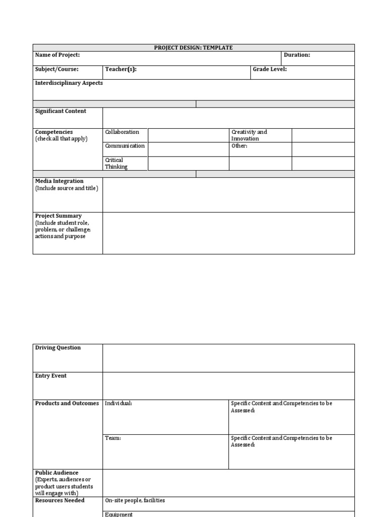 Project Design Template for Educators | PDF