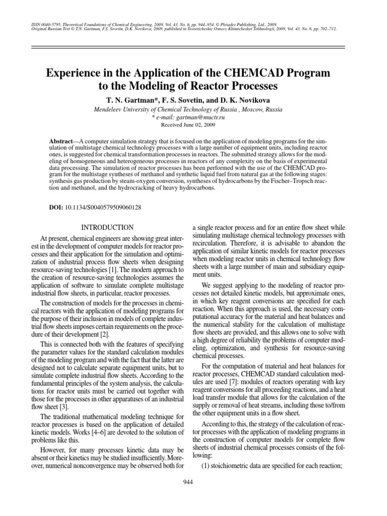 Application of CHEMCAD | PDF | Chemical Reactor | Chemical Equilibrium