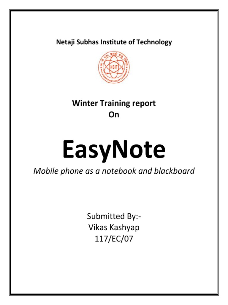 Easynote: Winter Training Report On | PDF | Computer Engineering ...