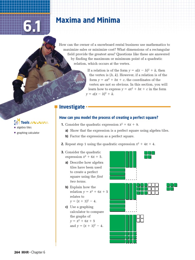 Finding Maximum and Minimum Points of Quadratic Functions Through ...