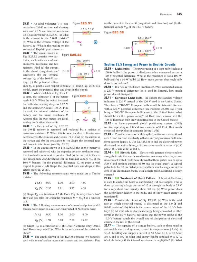 Physics II Problems PDF | PDF | Voltage | Electric Current