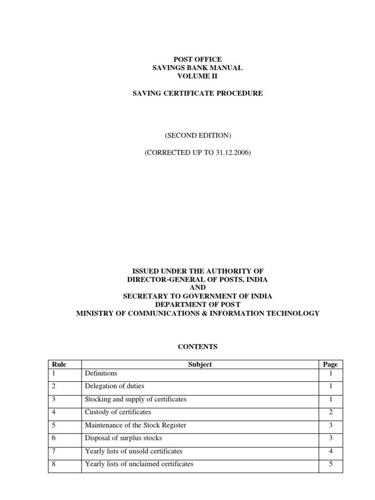 Posb Manual Volume - 2 | PDF | Cheque | Payments