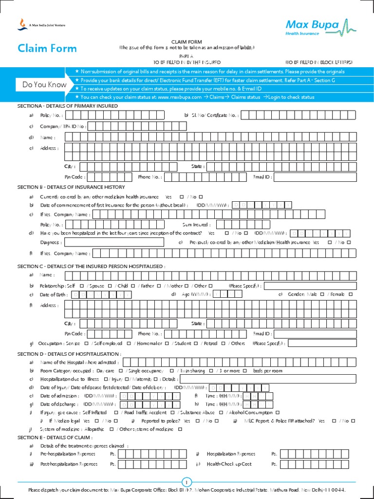 Health Insurance Claim Form Guide | PDF | Identity Document | Patient