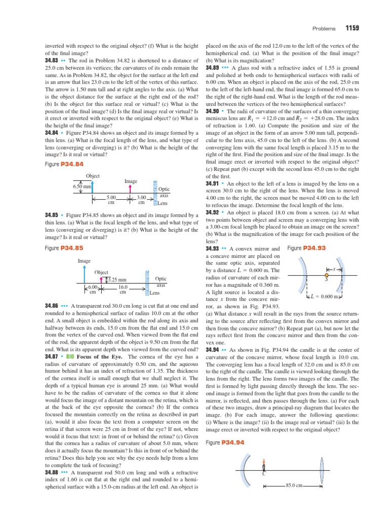 Physics II Problems PDF | PDF | Lens (Optics) | Cornea