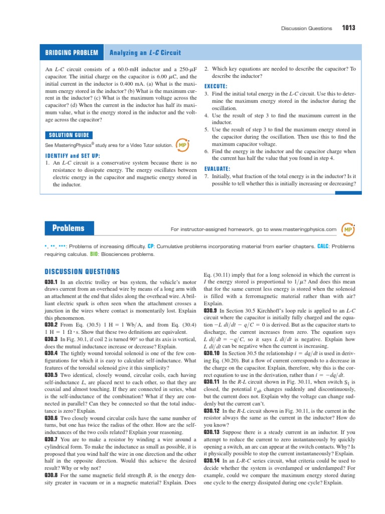 Physics II Problems PDF | PDF | Inductor | Capacitor
