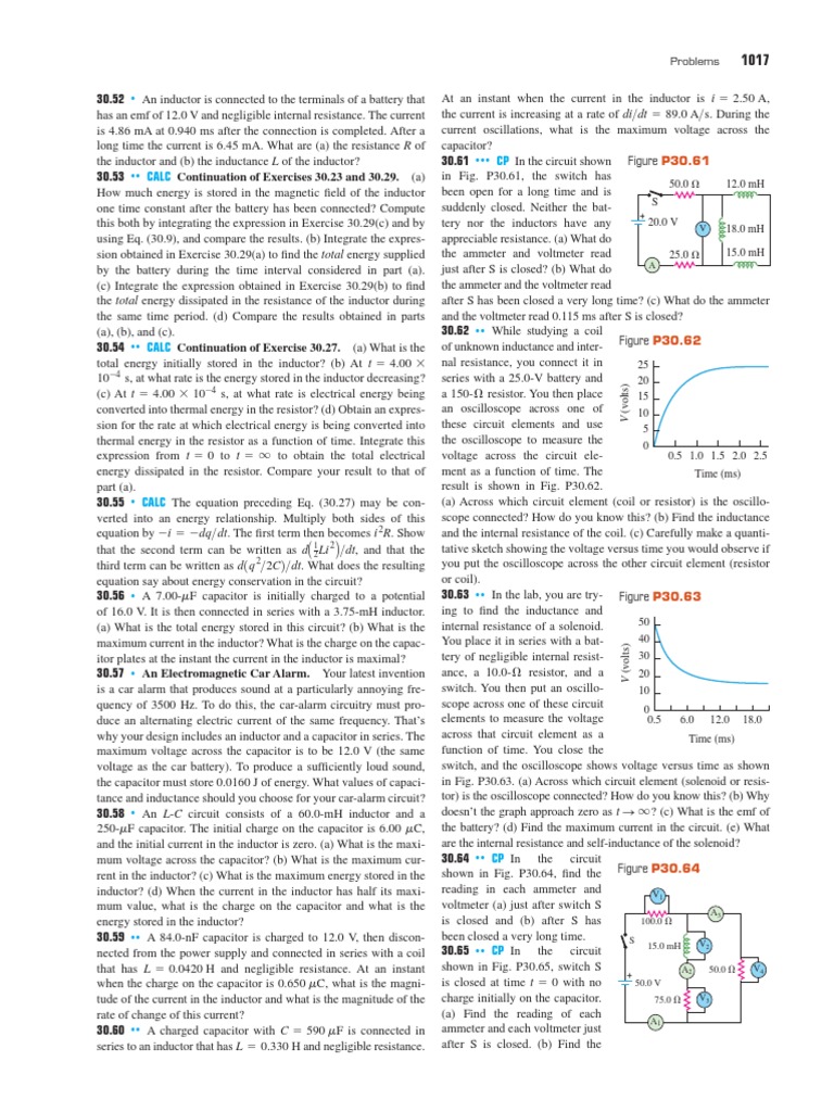 Physics II Problems PDF | Download Free PDF | Inductor | Series And Parallel Circuits