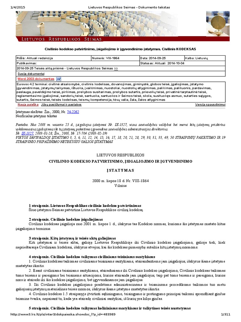 Civilinis Kodeksas | PDF