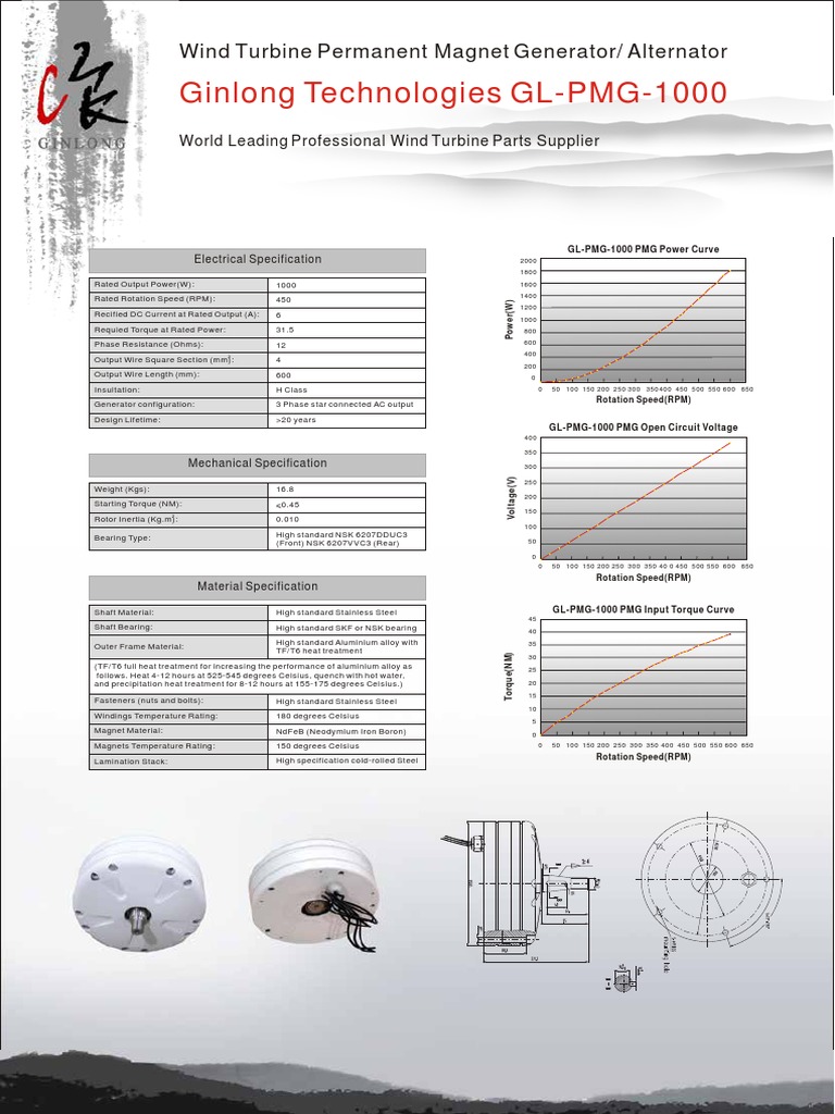 PMG 400 Wind Turbine Specifications | PDF | Electricity | Machines