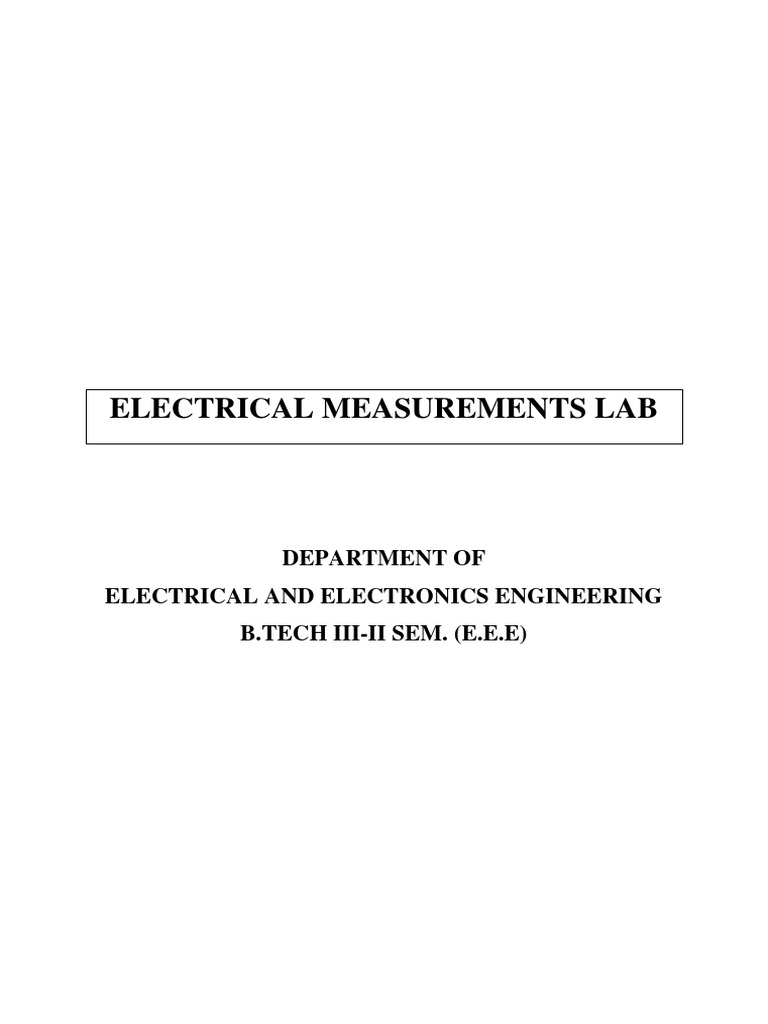 Electrical Measurements Lab Guidelines | PDF | Electrical Components ...